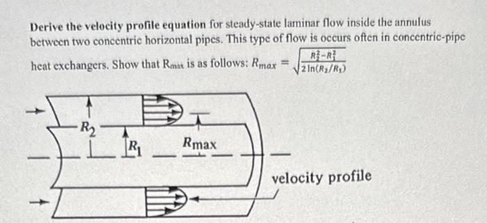 Solved Derive the velocity profile equation for steady-state | Chegg.com
