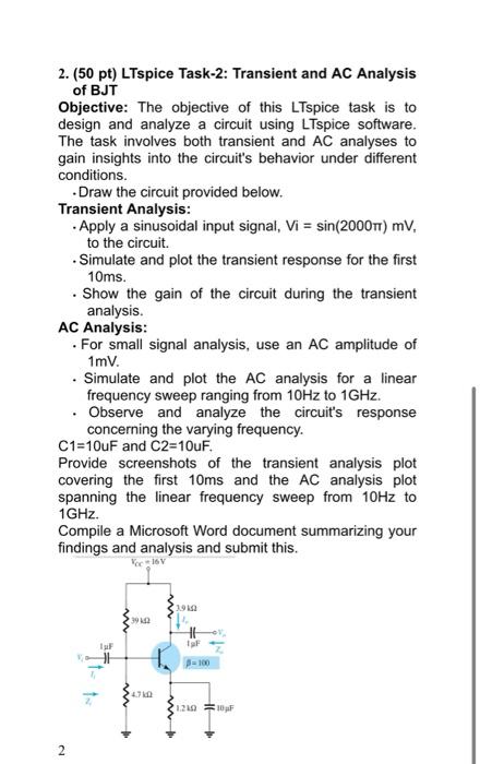 Solved - Apply a sinusoidal input signal, Vi=sin(2000π)mV, | Chegg.com