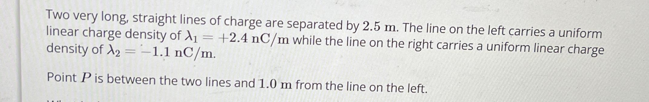 Two very long, straight lines of charge are separated | Chegg.com