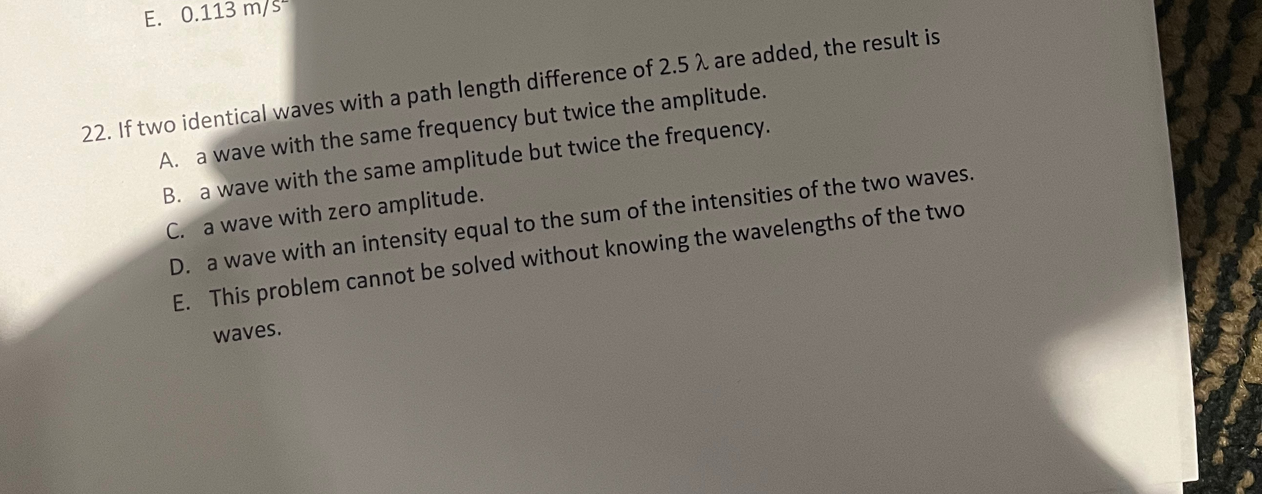 Solved If two identical waves with a path length difference | Chegg.com