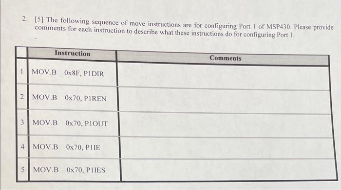 Solved the following sequence of move instructions are for | Chegg.com