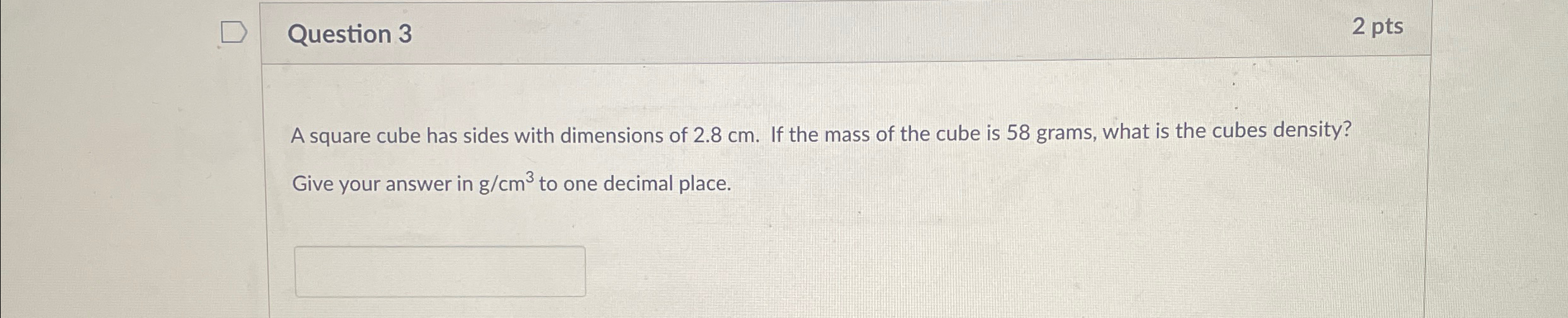 Solved Question 32 ﻿ptsA square cube has sides with | Chegg.com
