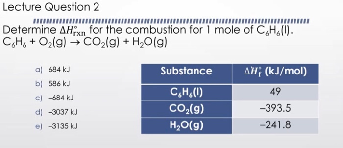 Solved Lecture Question 2 Determine Ahrxn For The Combustion