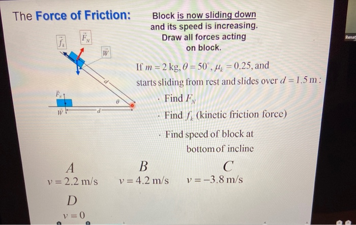 Solved The Force of Friction: Block is now sliding down and | Chegg.com