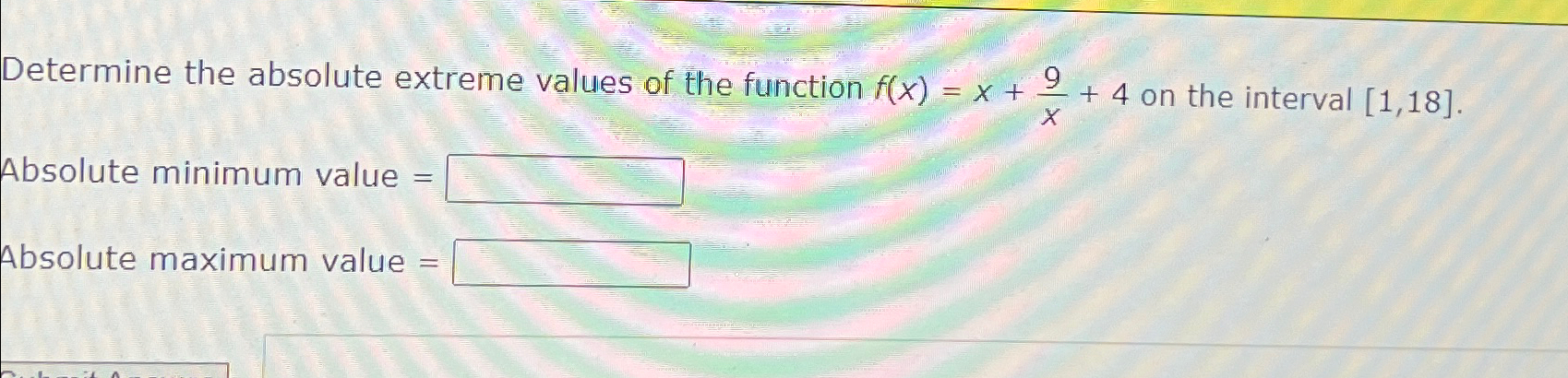 Solved Determine the absolute extreme values of the function | Chegg.com