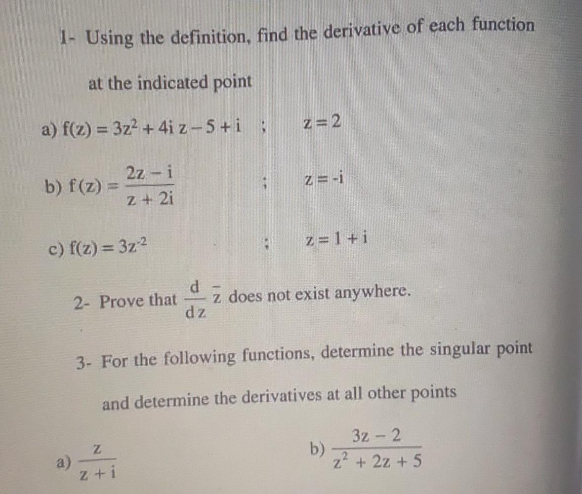 Solved 1. Using the definition, find the derivative of each | Chegg.com