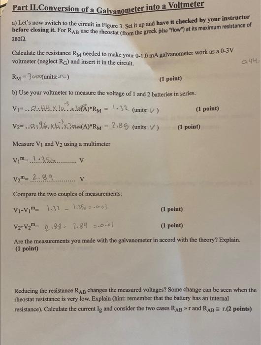 Solved Part Il.Conversion of a Galvanometer into a a) Let's | Chegg.com