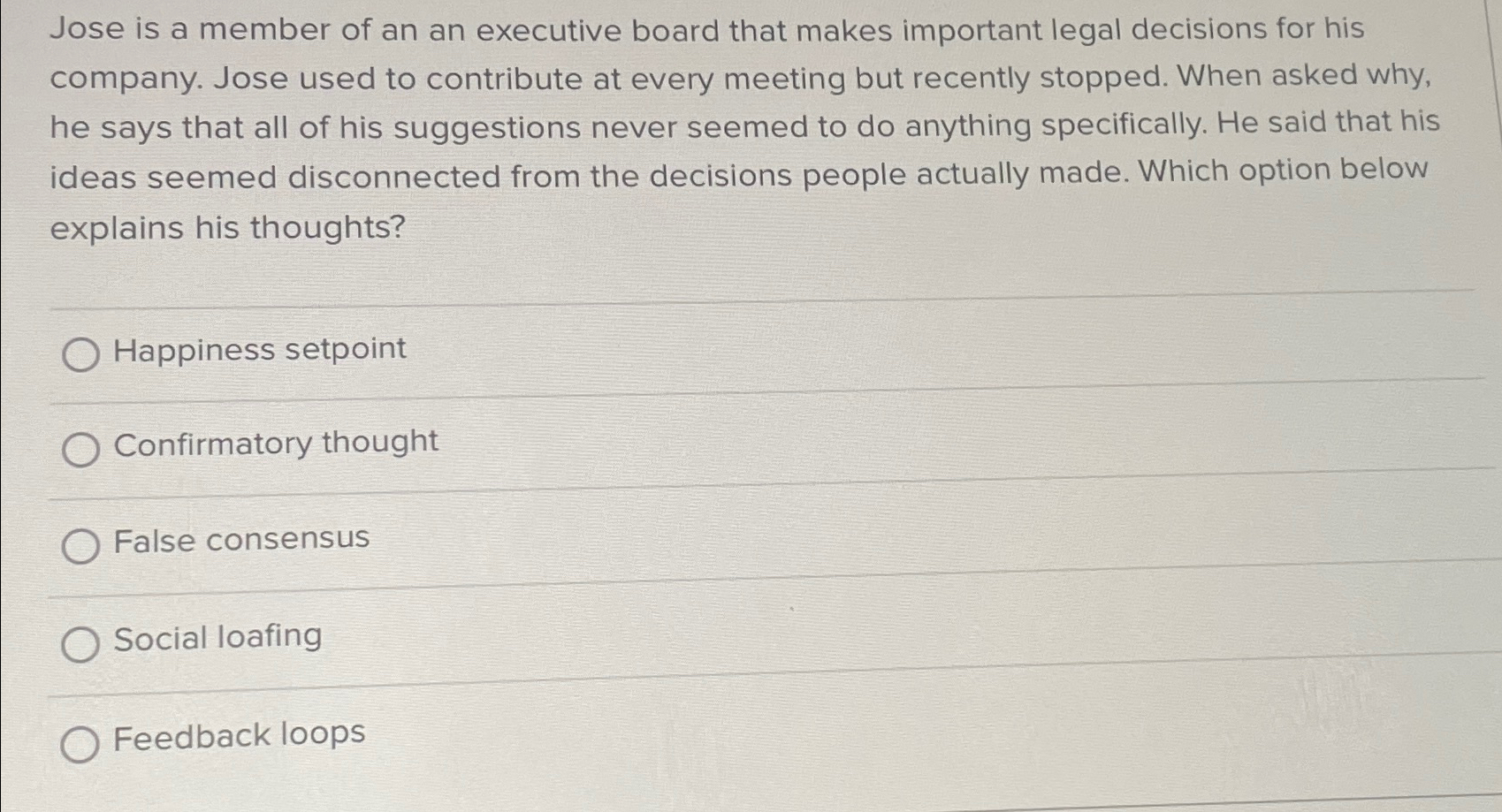 Solved Jose is a member of an an executive board that makes | Chegg.com
