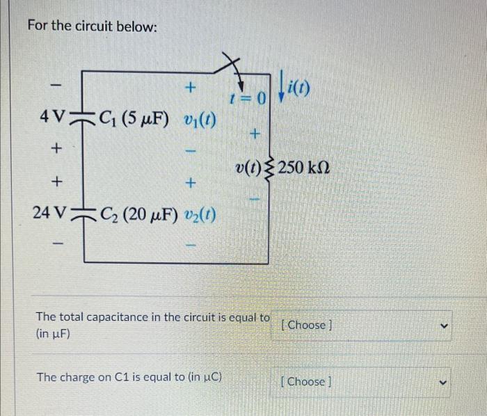 Solved For the circuit below: The total capacitance in the | Chegg.com