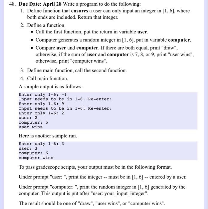 Solved Due Date: April 28 Write a program to do the | Chegg.com