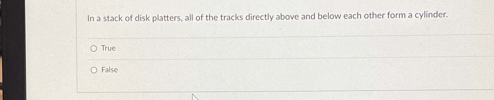 Solved In a stack of disk platters, all of the tracks | Chegg.com