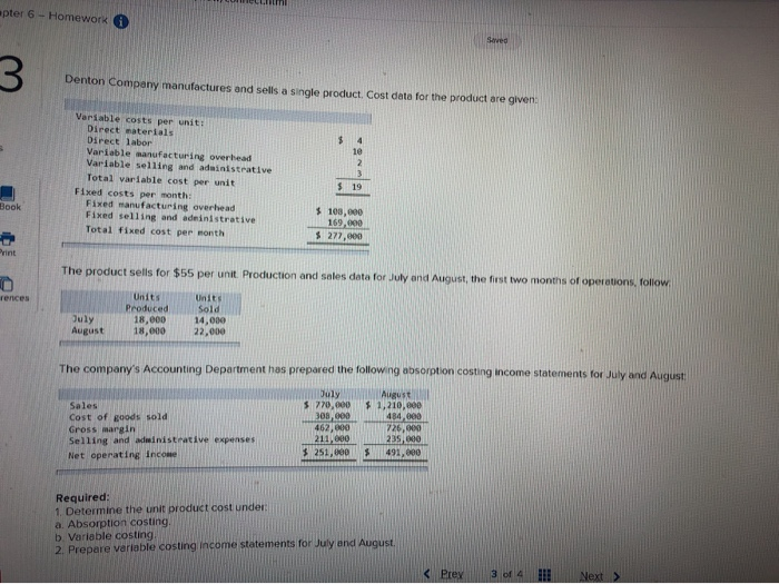 Solved apter 6 - Homework Swed 3 Denton Company manufactures | Chegg.com