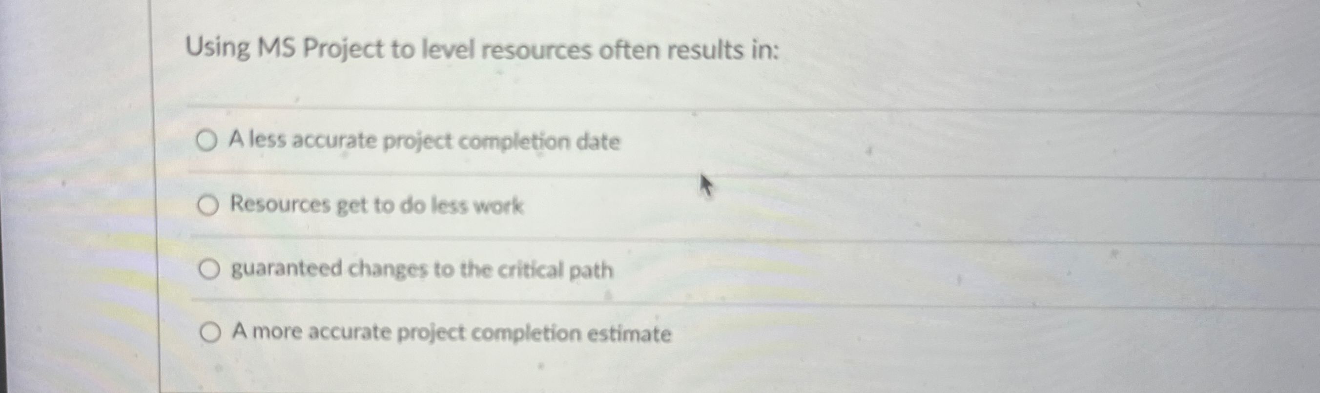 Solved Using MS Project to level resources often results | Chegg.com