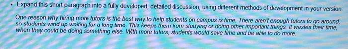- Expand this short paragraph into a fully developed, | Chegg.com