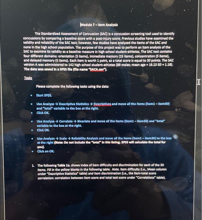 Module 7 - item Analysis The Standardized Assessment | Chegg.com