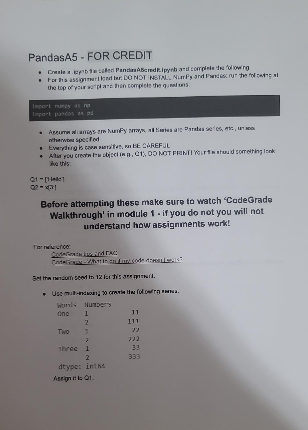 Solved PandasA5 - FOR CREDIT - Create a .ipynb file called | Chegg.com