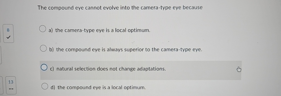 Solved The compound eye cannot evolve into the camera-type | Chegg.com