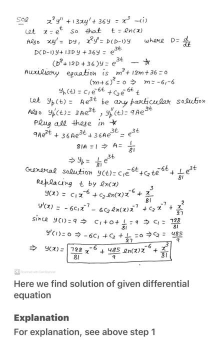 Solved Expression at the beginning xy'=Dy and D=d/dt i | Chegg.com