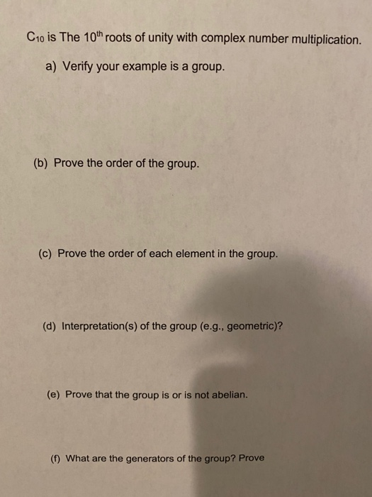 Solved C10 is The 10th roots of unity with complex number | Chegg.com