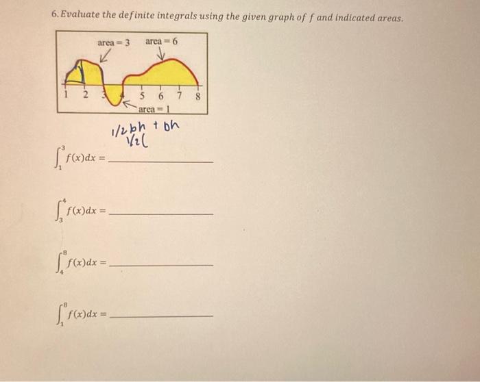 Solved 6. Evaluate the definite integrals using the given | Chegg.com