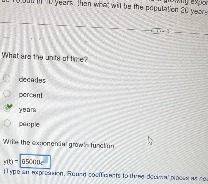 Solved Devise the exponential growth function that fits the | Chegg.com
