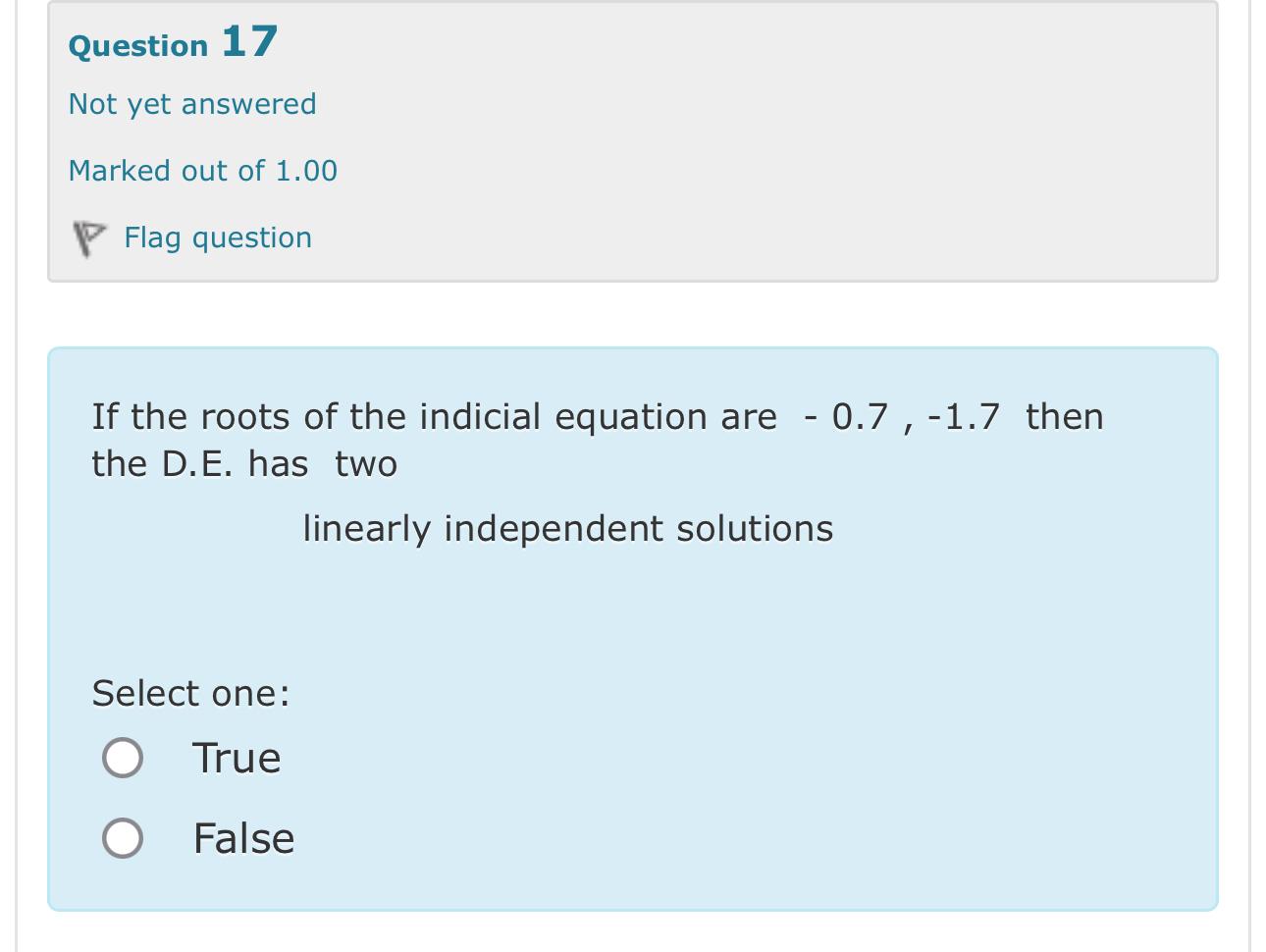 Solved Question 17Not yet answeredMarked out of 1.00Flag | Chegg.com