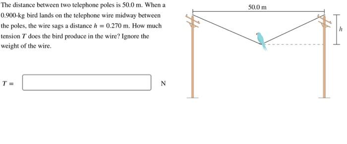 Solved The distance between two telephone poles is 50.0 m. | Chegg.com