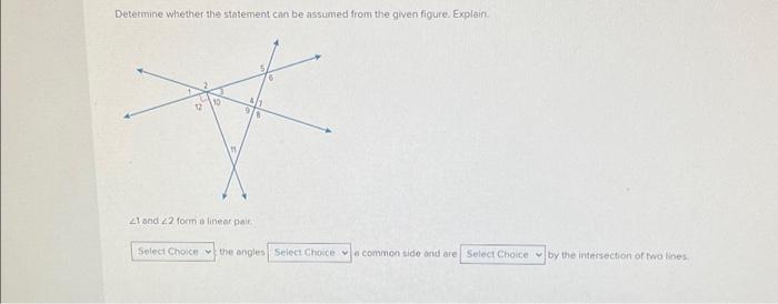 Determine whether the statement can be assumed from | Chegg.com