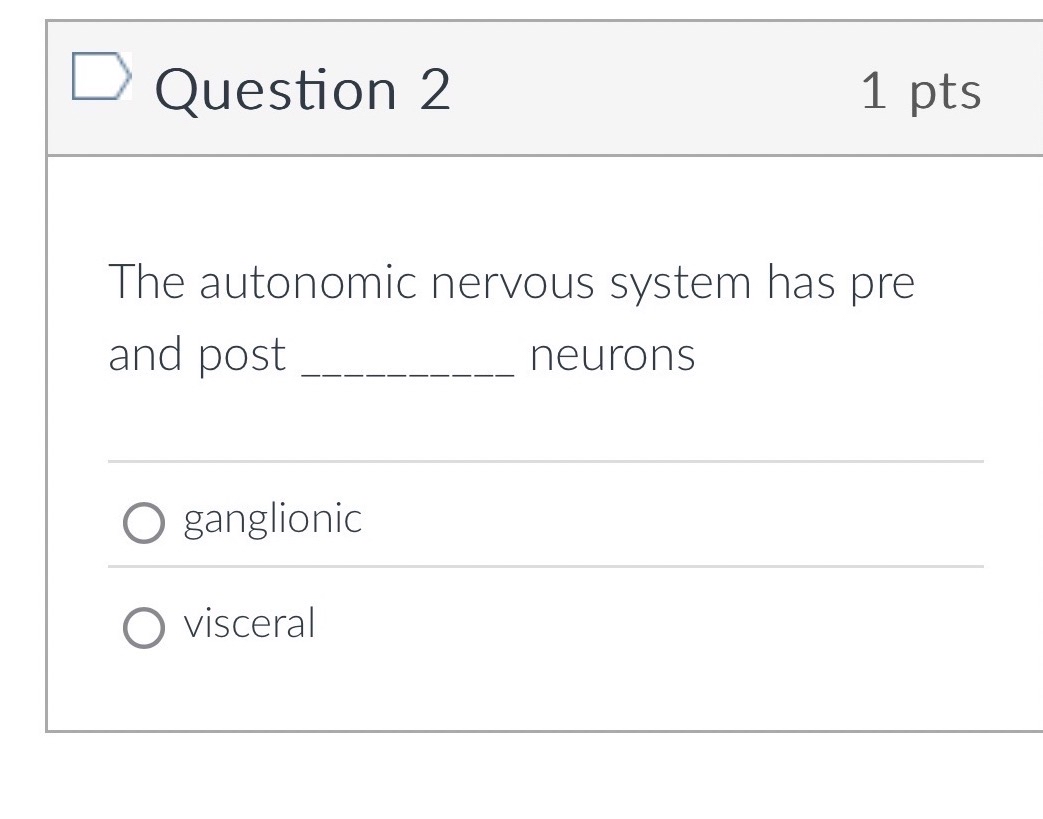 Solved Question 2The autonomic nervous system has preand | Chegg.com