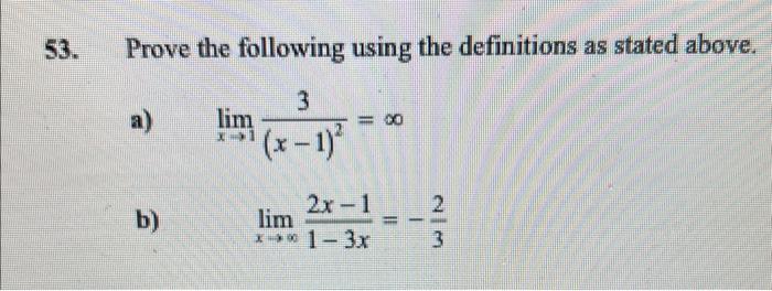 Solved 53. Prove the following using the definitions as | Chegg.com