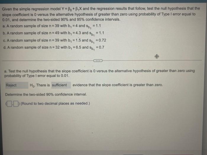 Solved and Sp, Given the simple regression model Y = Bo+B.X | Chegg.com