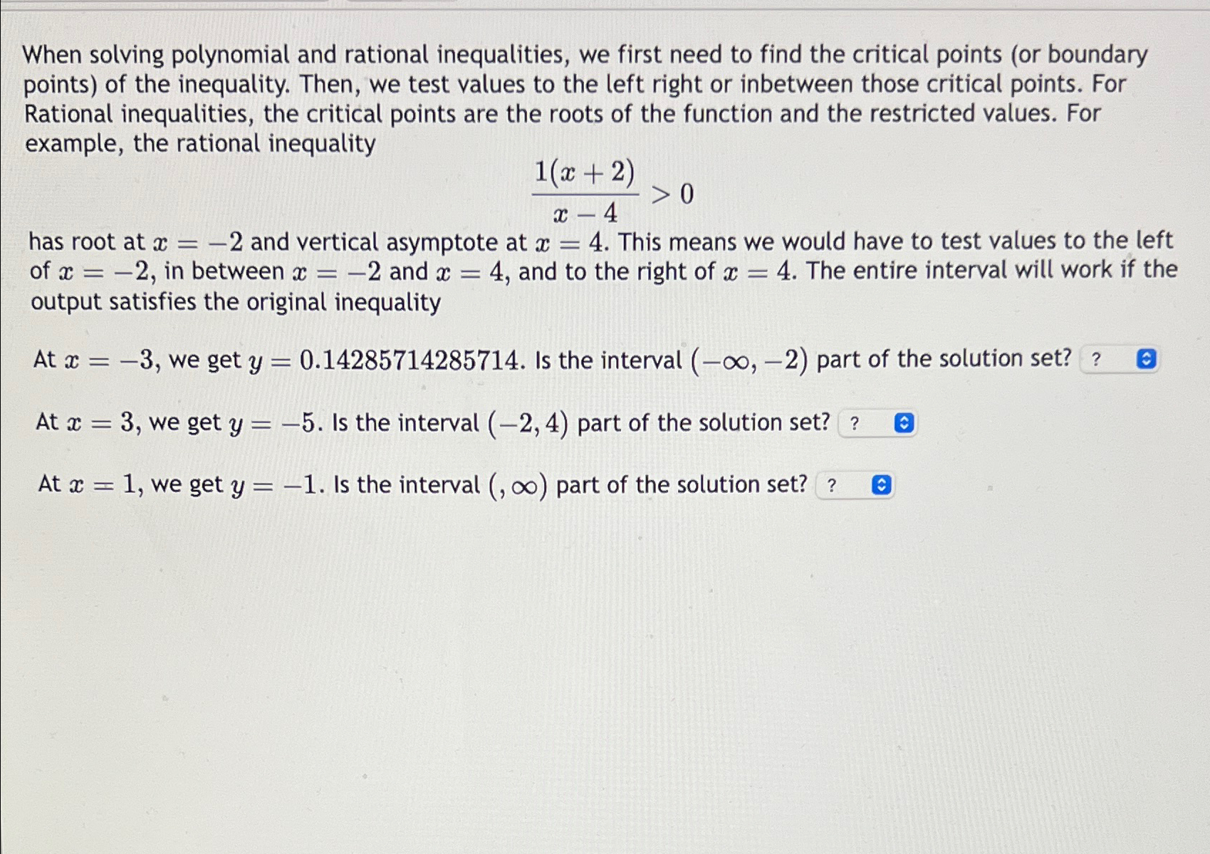 Solved When solving polynomial and rational inequalities, we | Chegg.com