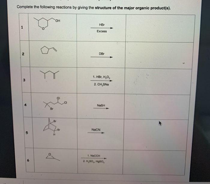 Solved Complete the following reactions by giving the | Chegg.com