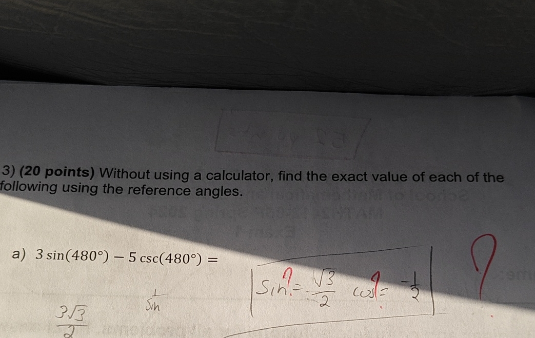 Solved (20 ﻿points) ﻿Without using a calculator, find the | Chegg.com