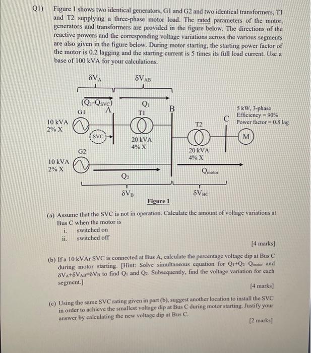 Solved Q1) Figure 1 shows two identical generators, G1 and | Chegg.com