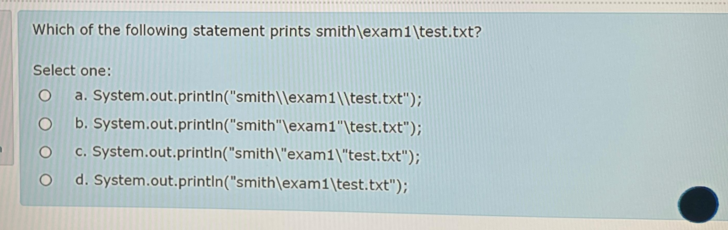 Solved Which of the following statement prints | Chegg.com