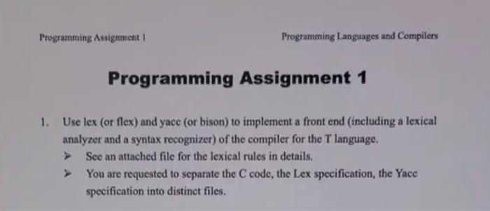 Programming Assignment Programming Languages and | Chegg.com