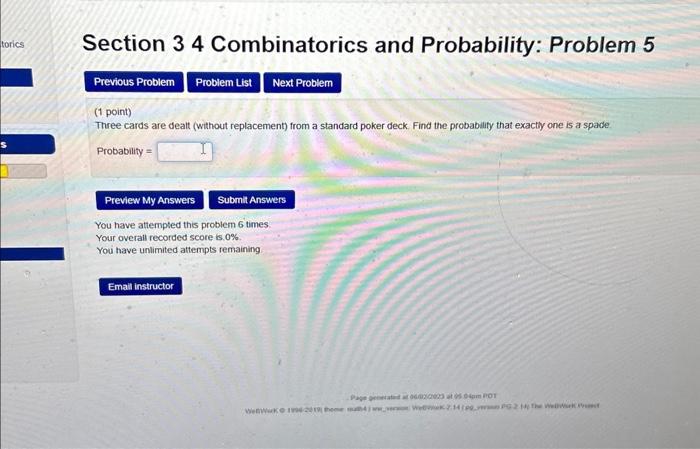 Solved ection 34 Combinatorics and Probability: Problem 5 (1 | Chegg.com