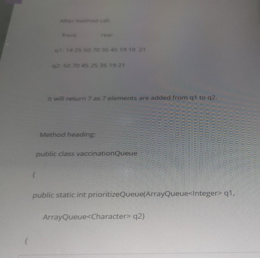 Solved 12 Points Write a method called prioritizeQueue to | Chegg.com