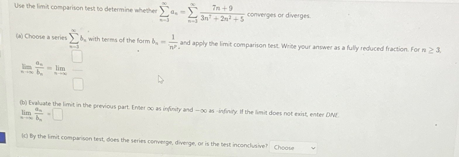 Solved Use The Limit Comparison Test To Determine Whether