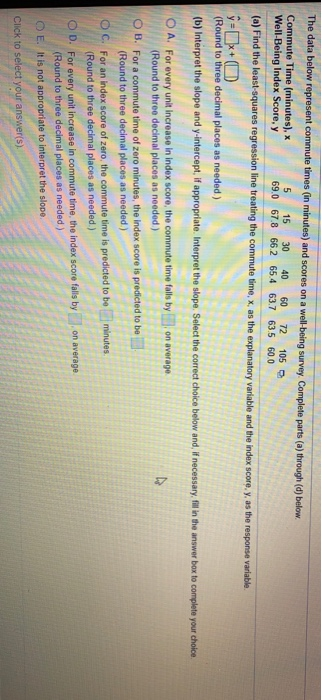 Solved 105 The data below represent commute times in | Chegg.com