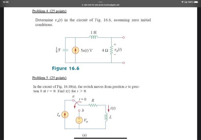 Determine vo(t) in the circuit of Fig. 16.6, assuming | Chegg.com