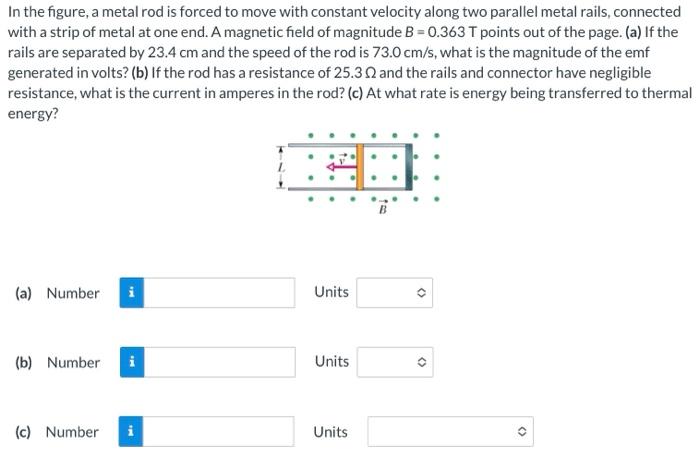 Solved In the figure, a metal rod is forced to move with | Chegg.com