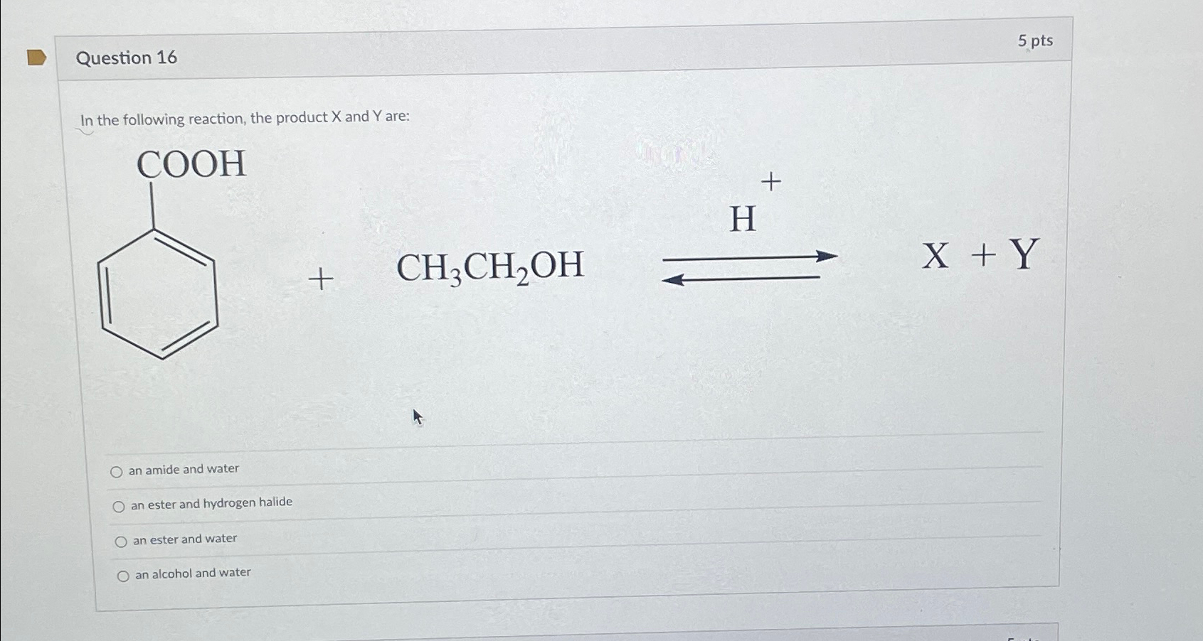 Solved Question 165 ﻿ptsIn the following reaction, the | Chegg.com