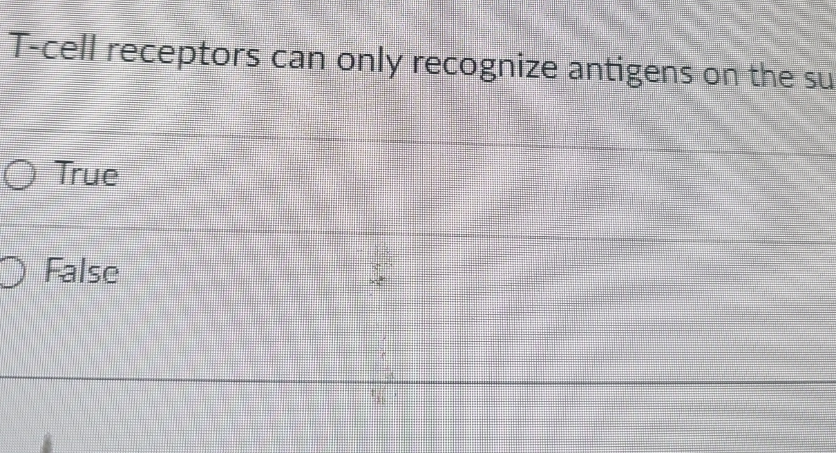Solved T-cell receptors can only recognize antigens on | Chegg.com