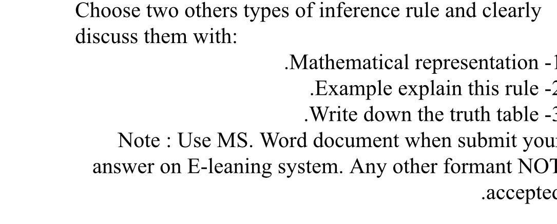 Solved Choose two others types of inference rule and clearly | Chegg.com