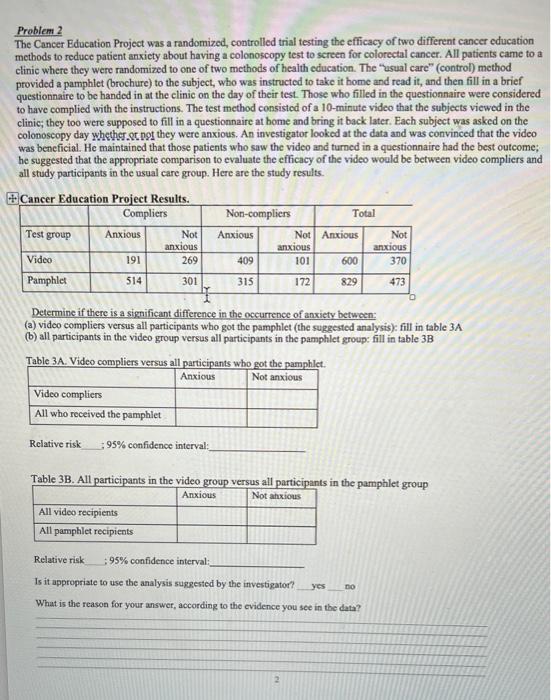 Solved Problem 2 The Cancer Education Project Was A