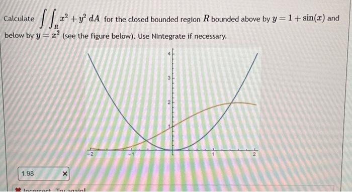 Solved Calculate x² + y² dA for the closed bounded region R | Chegg.com