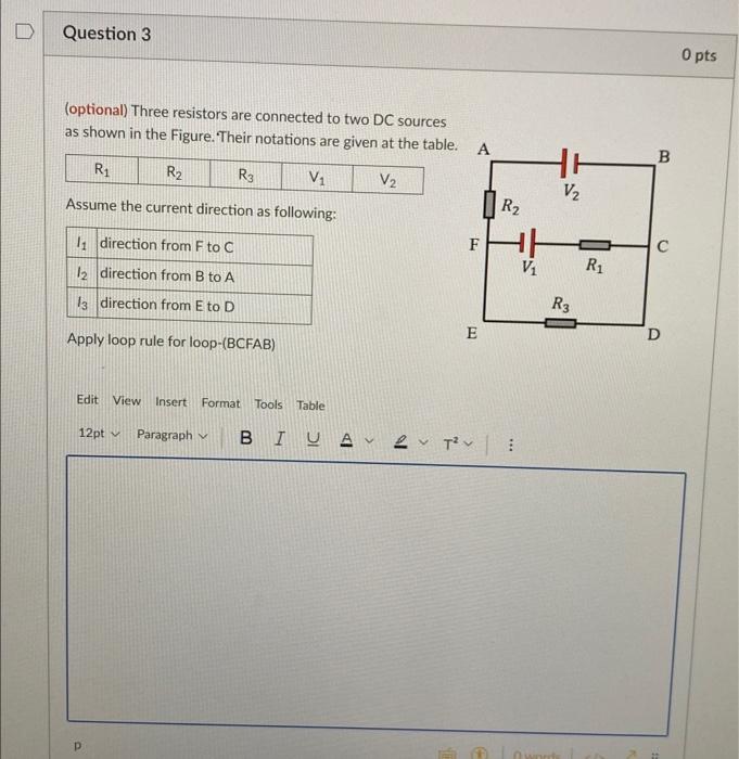 Solved (optional) Three resistors are connected to two DC | Chegg.com