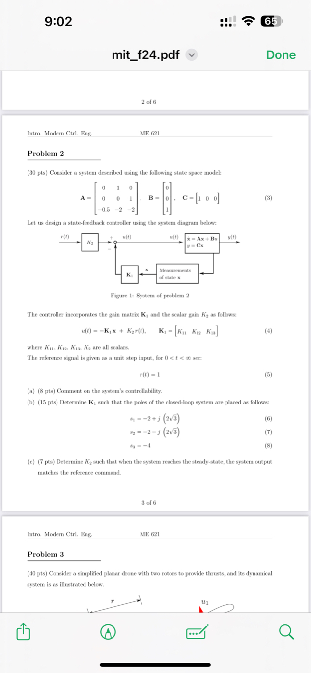 9:0265mit_f24.pdfDone2 ﻿of 6Intro. Modern Ctrl. | Chegg.com